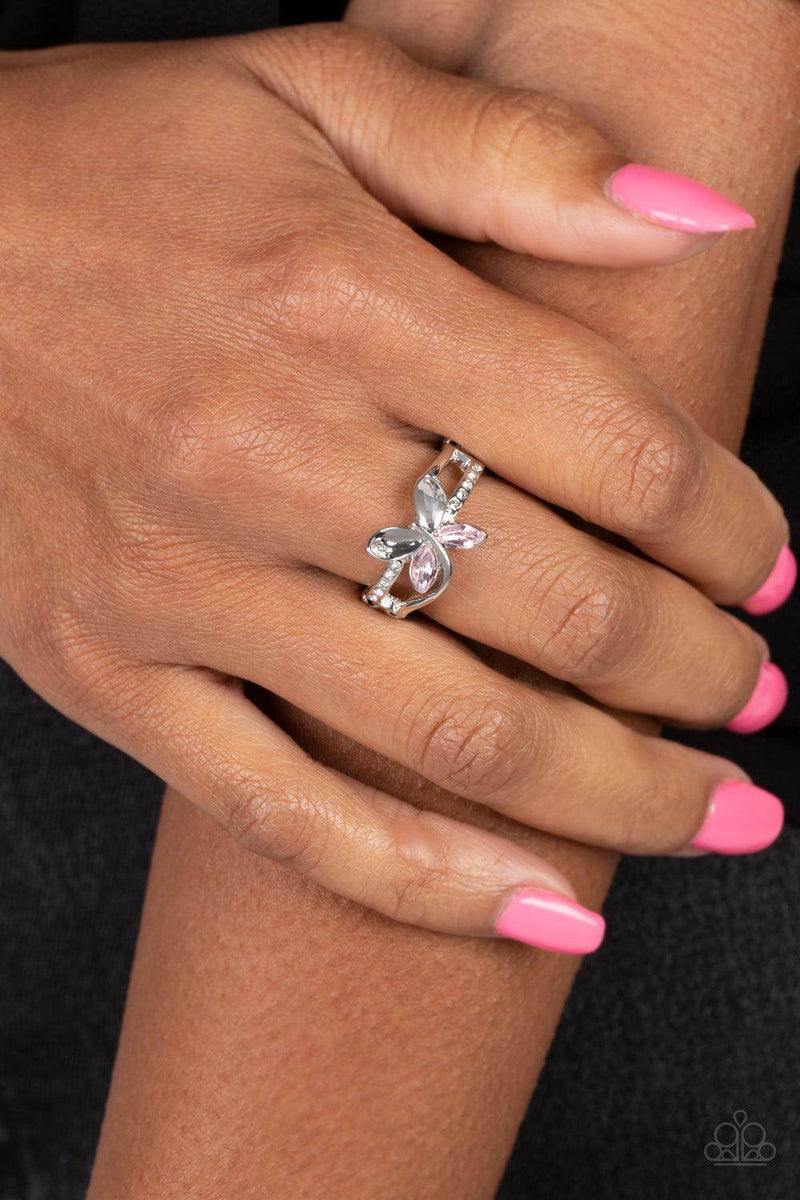 Fetching Flutter - Pink Butterfly Ring-Paparazzi | The Sassy Sparkle
