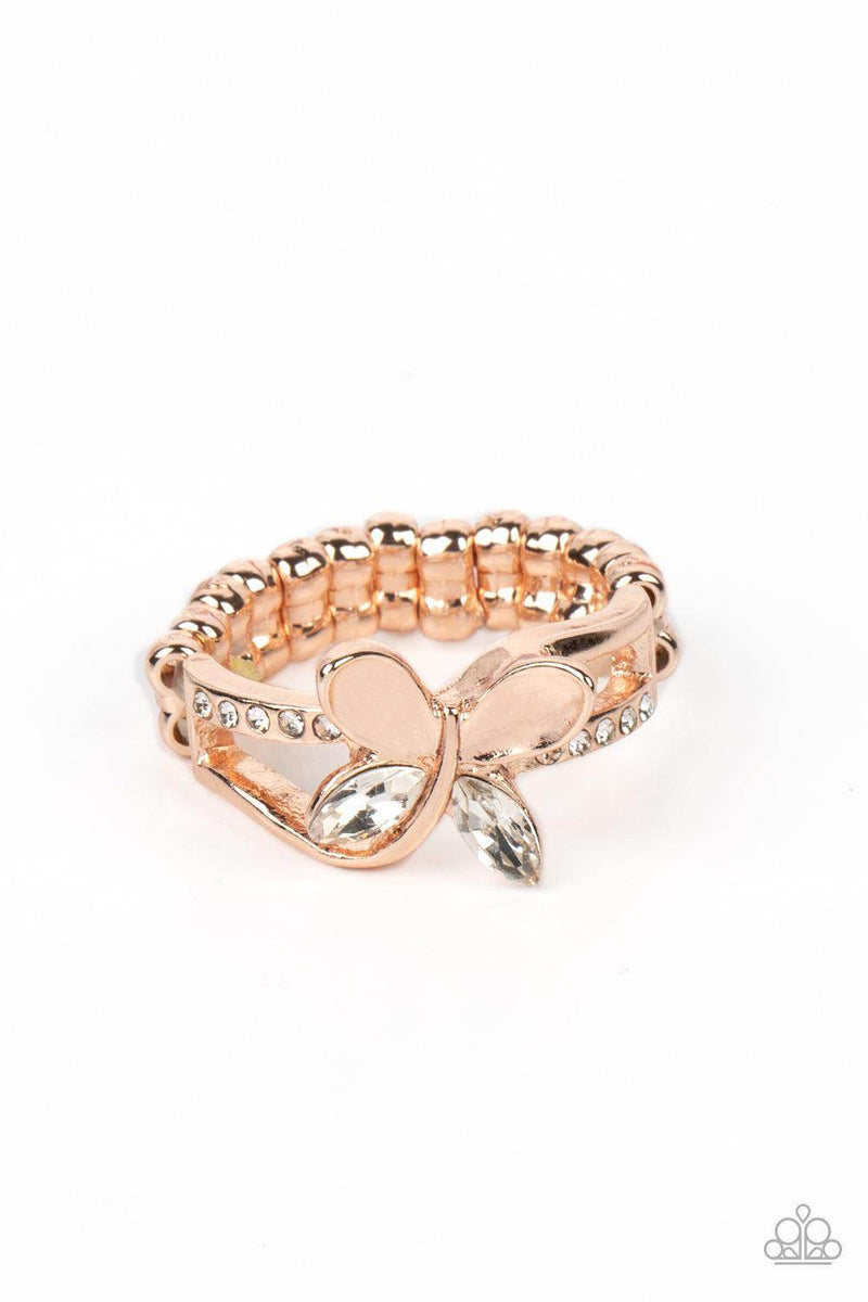 Fetching Flutter - Rose Gold Butterfly Ring-Paparazzi | The Sassy Sparkle
